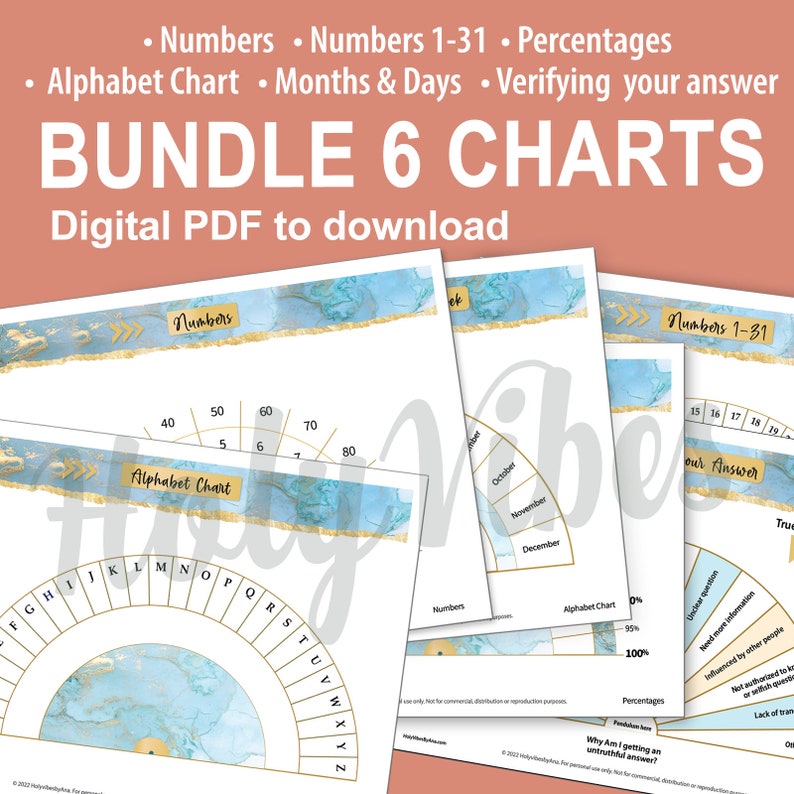 Dowsing Charts Beginner Bundle: Percentage, Numbers, Alphabet (digital ...