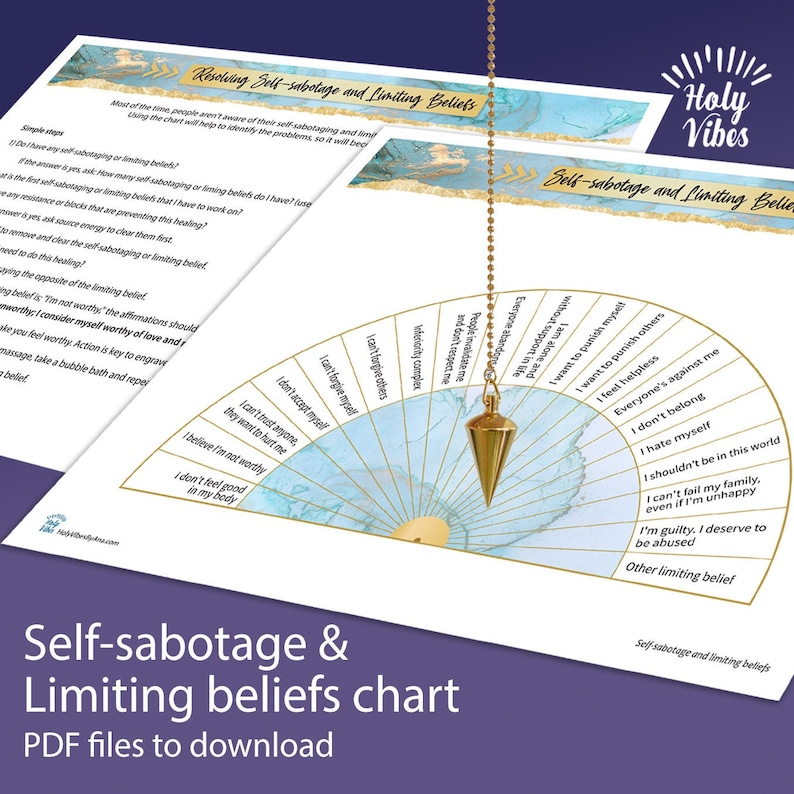 Dowsing Chart - Self-sabotage and Limiting Beliefs Chart (spiritual ...