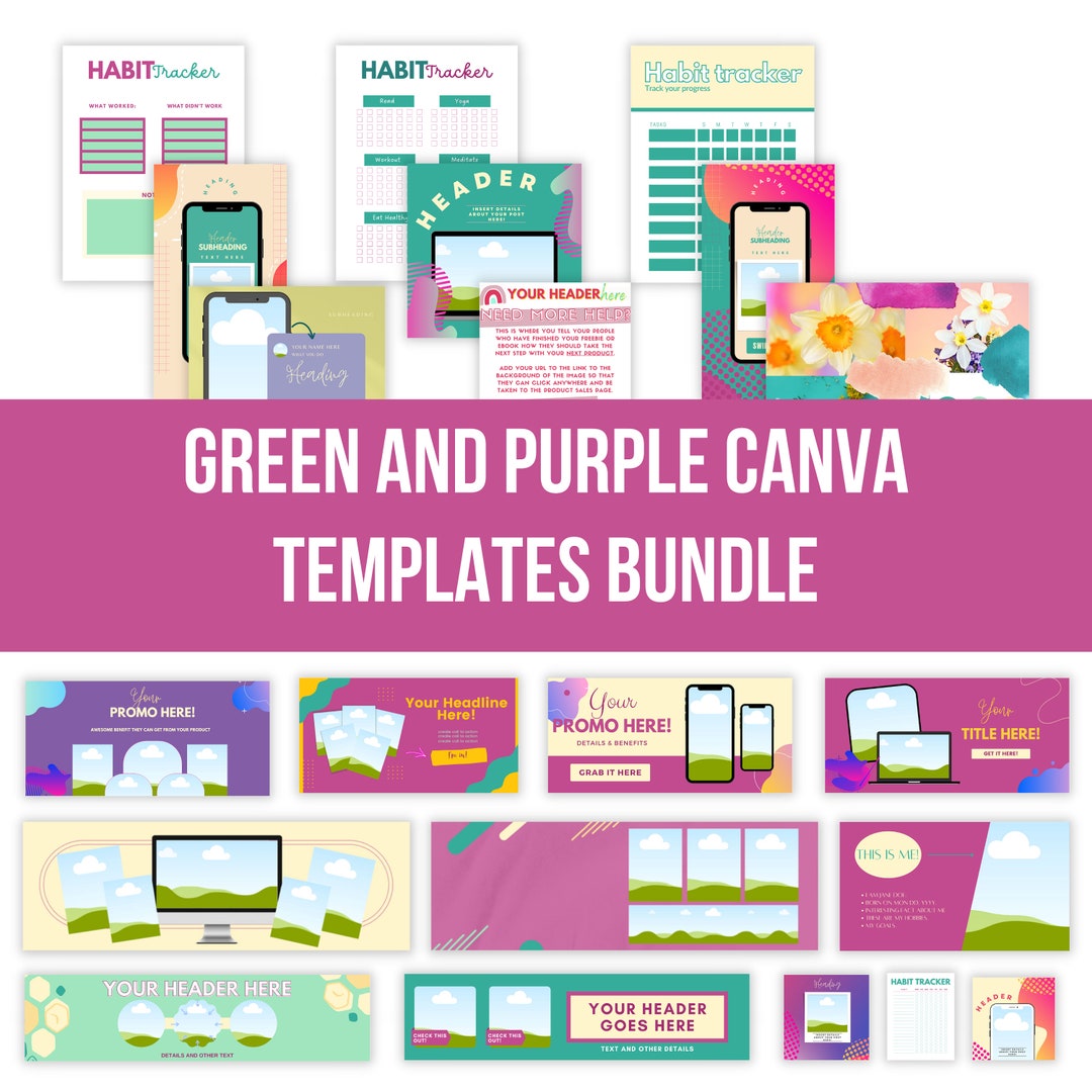 Green and Purple Canva Template Bundle Email Sale Sequence Habit ...