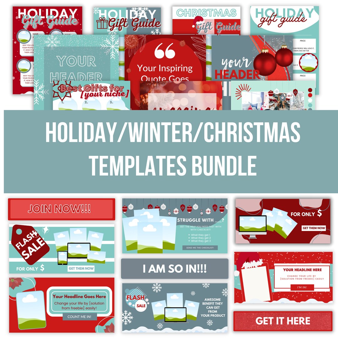 Holiday/winter/christmas Canva Template Bundle Gift Guide Templates ...