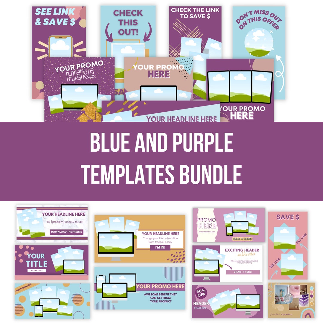 Purple and Blue Canva Template Bundle | Moodboard | Instagram Story ...