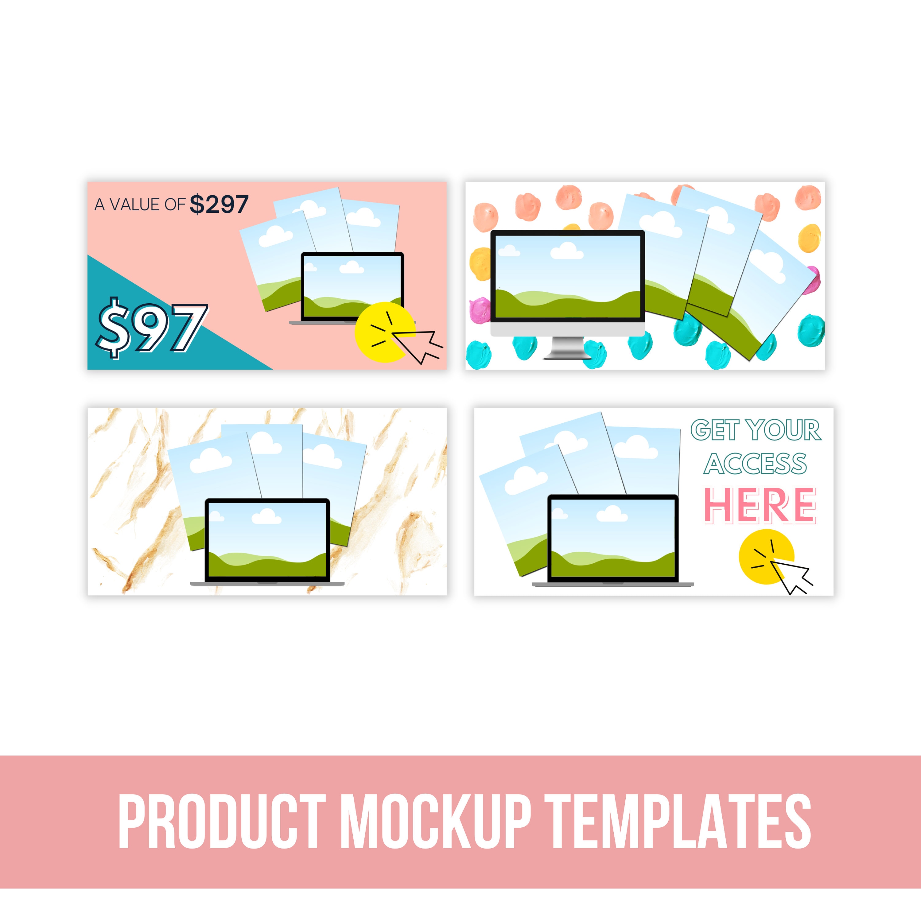 Pastel Canva Template Bundle Ebook Social Square Mockups Testimonials ...