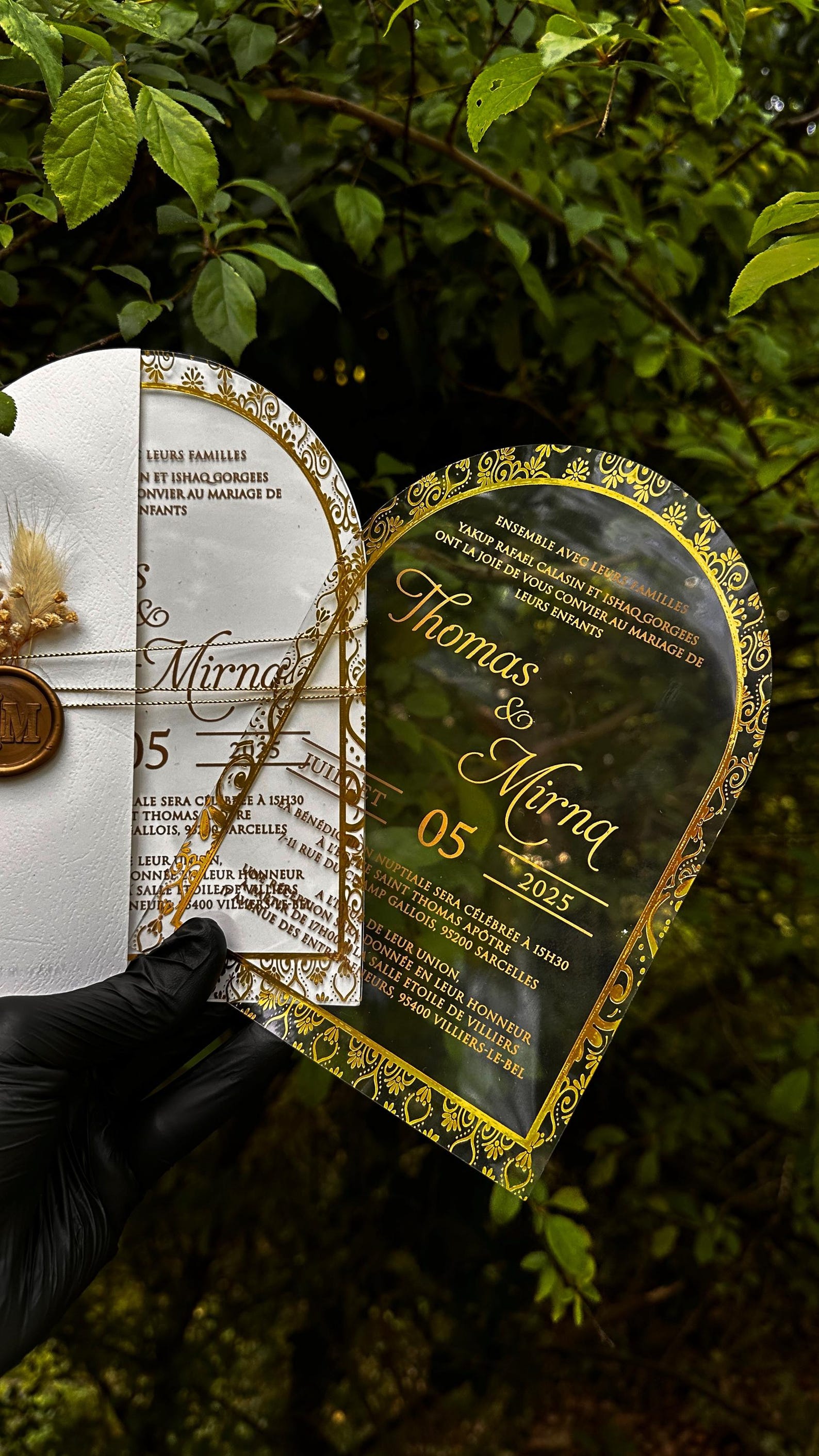 Gold Foil Acrylic Wedding Invitation, Clear Transparent Card - Etsy