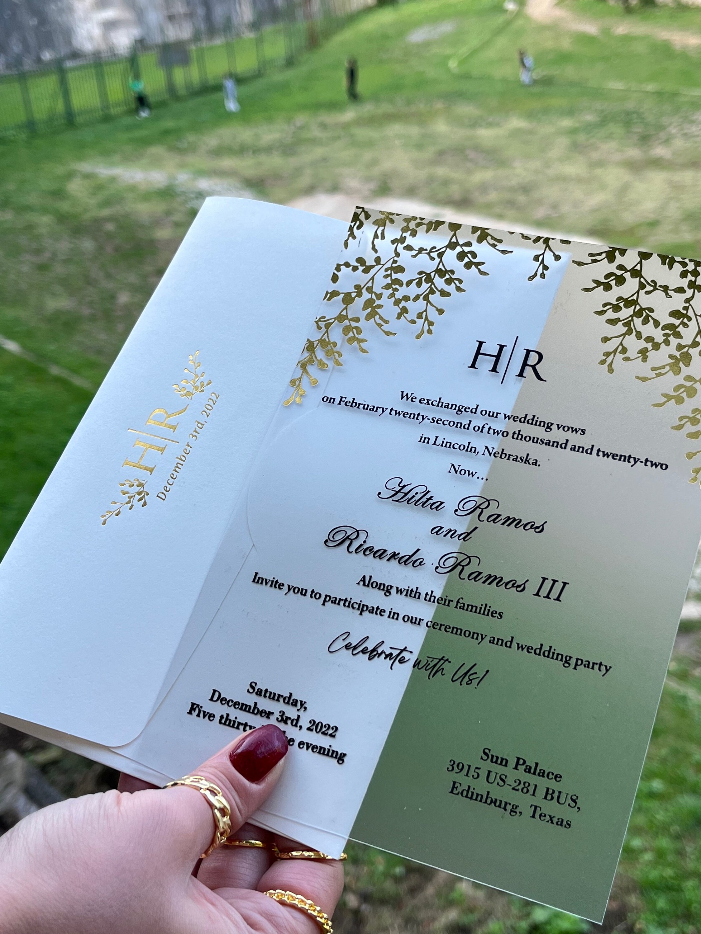 Clear Acrylic Quinceañera Invitation With Gold Botanical Design - Etsy