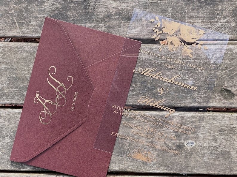 Invitación de boda personalizada en acrílico transparente ...