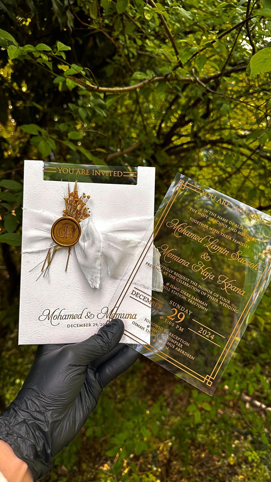 Transparent Acrylic Wedding Invitation, Gold Foil Modern Invite Suite ...