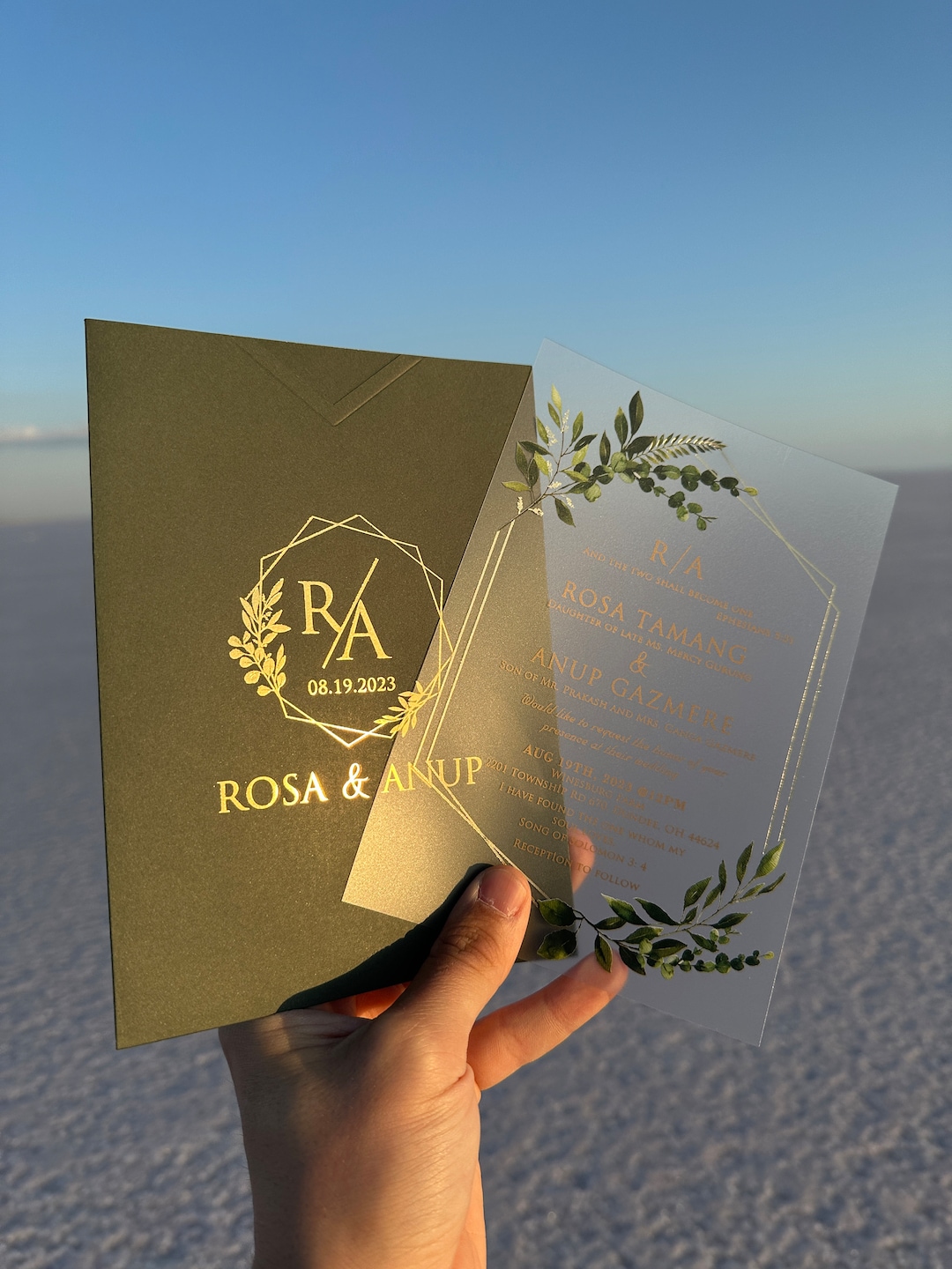 Personalized Acrylic Wedding Invitation With Floral Design - Etsy