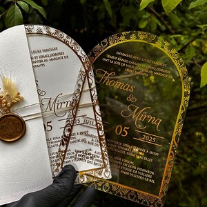 Gold Foil Acrylic Wedding Invitation, Clear Transparent Card - Etsy