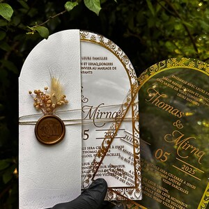Gold Foil Acrylic Wedding Invitation, Clear Transparent Card - Etsy