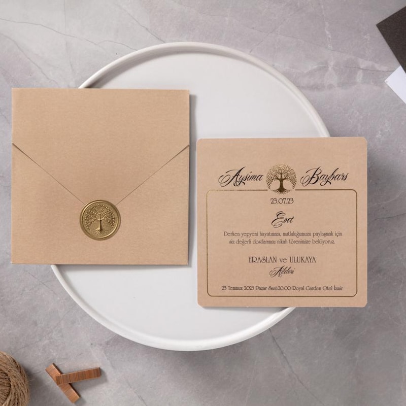 Kraft Wedding Invite - Etsy UK