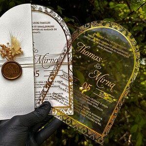 Gold Foil Acrylic Wedding Invitation, Clear Transparent Card - Etsy