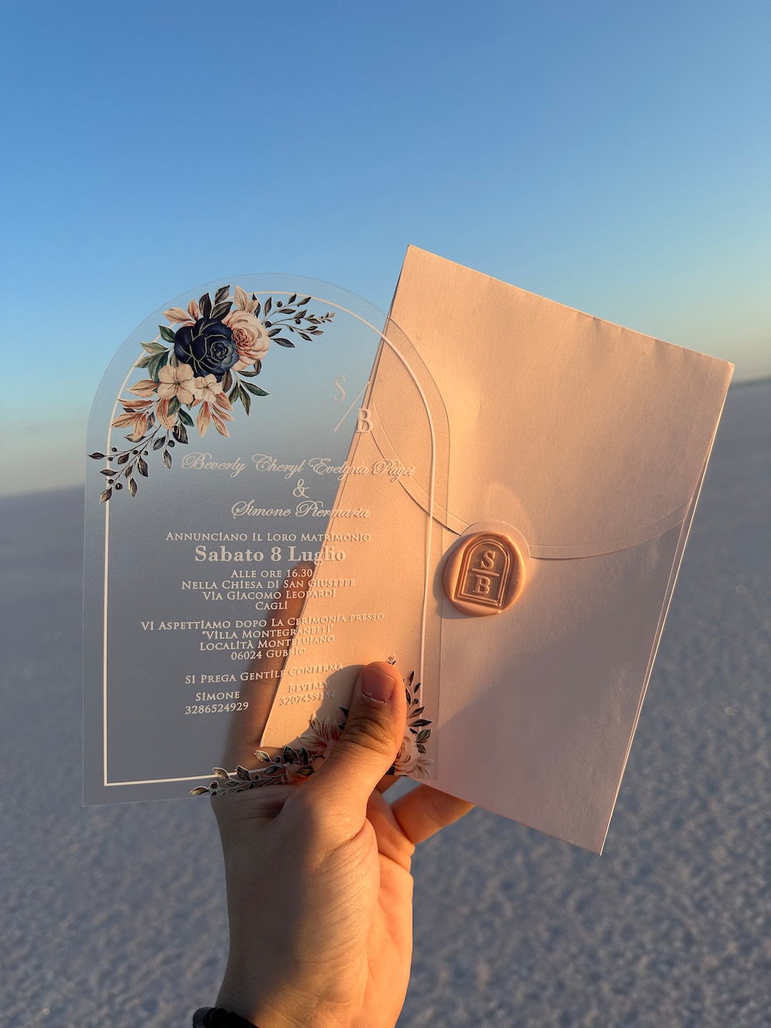 Acrylic Wedding Invitation: Personalized Clear Floral Design - Etsy