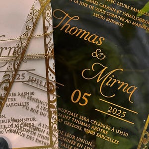 Gold Foil Acrylic Wedding Invitation, Clear Transparent Card - Etsy