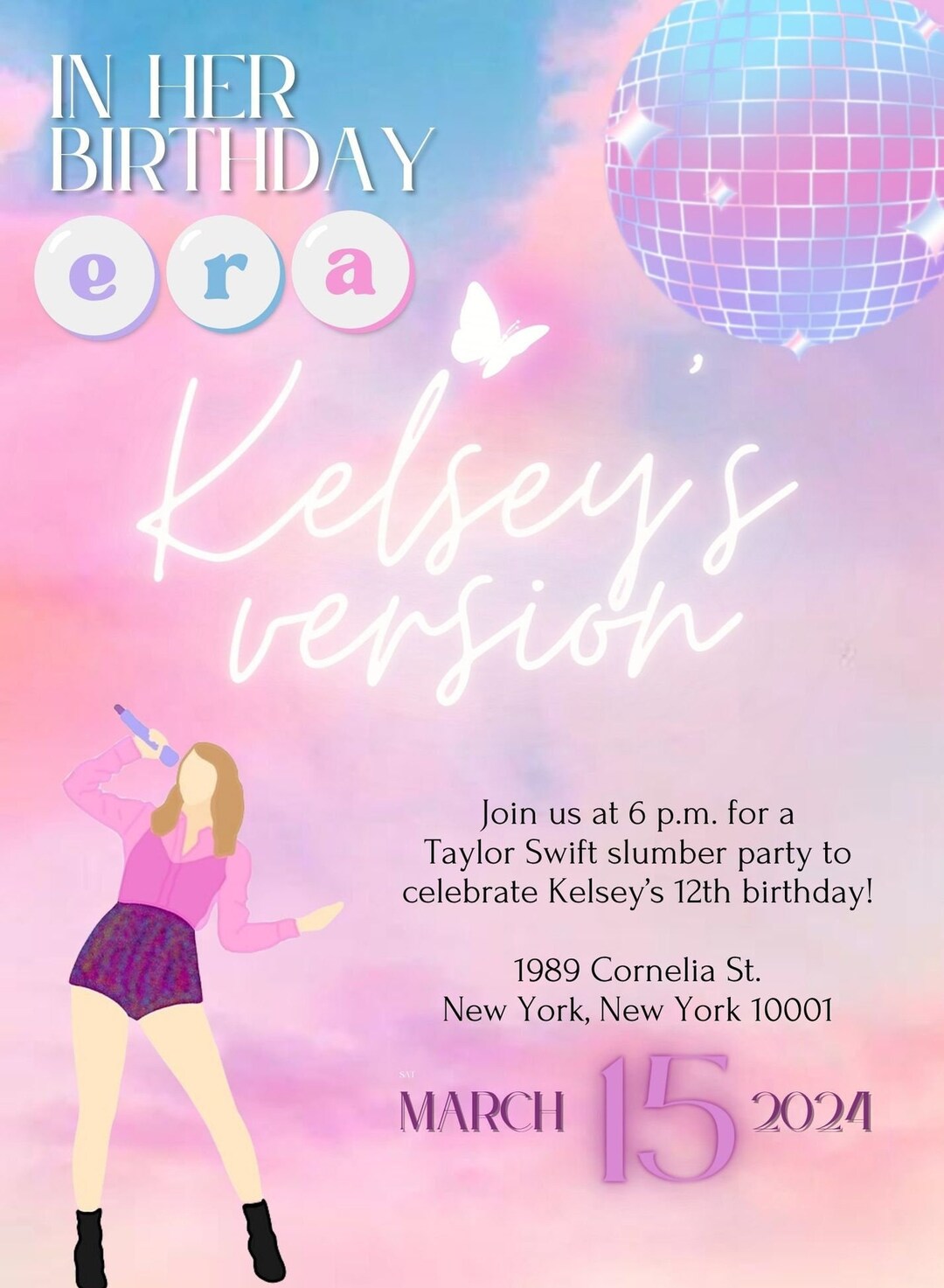 Swiftie Themed Birthday Invitation - Etsy