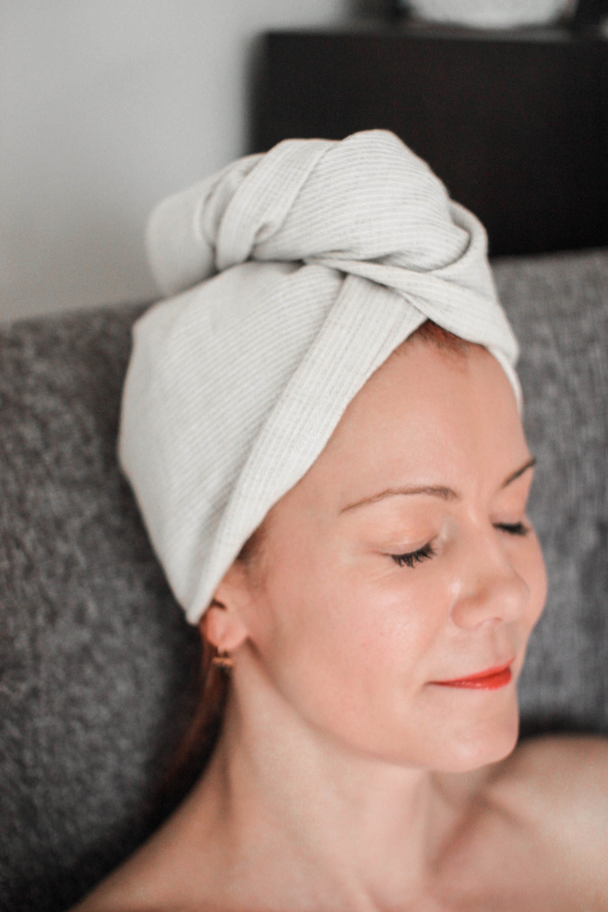 Linen Hair Turban, Waffle Linen Hair Drying Towel, Turban Head Wrap ...