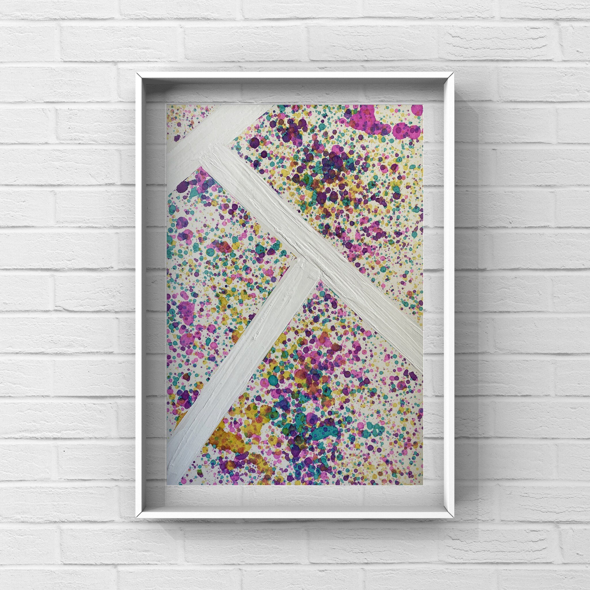 Abstract Alcohol Ink Pink, Green, Blue and Yellow Splatter Painting ...