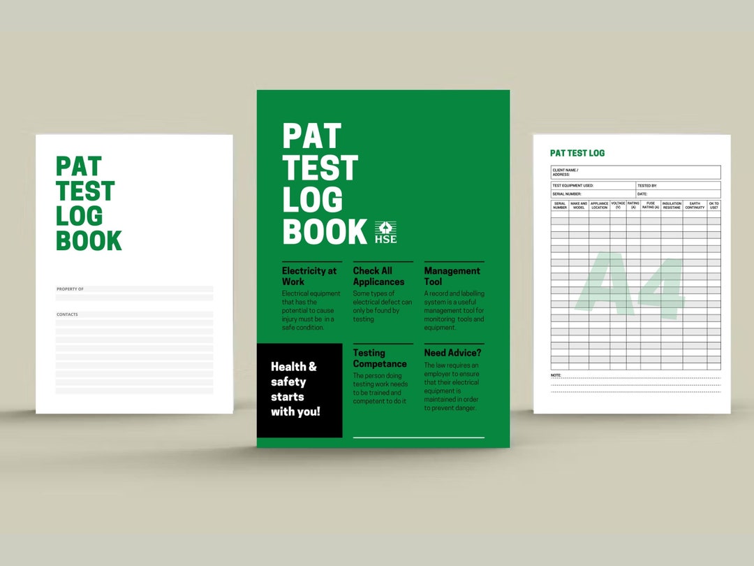 Printable PAT Test Forms Logbook for Electrical Equipment Portable ...