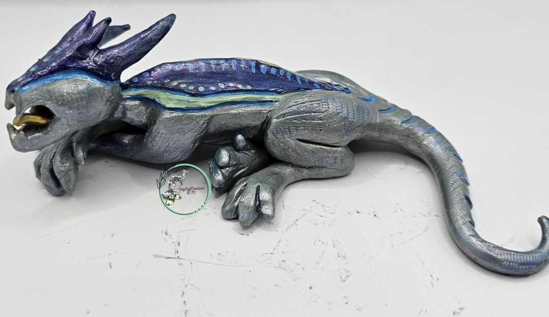Cyber Silver Dragon, Cute Figurine, Home Decor - Etsy
