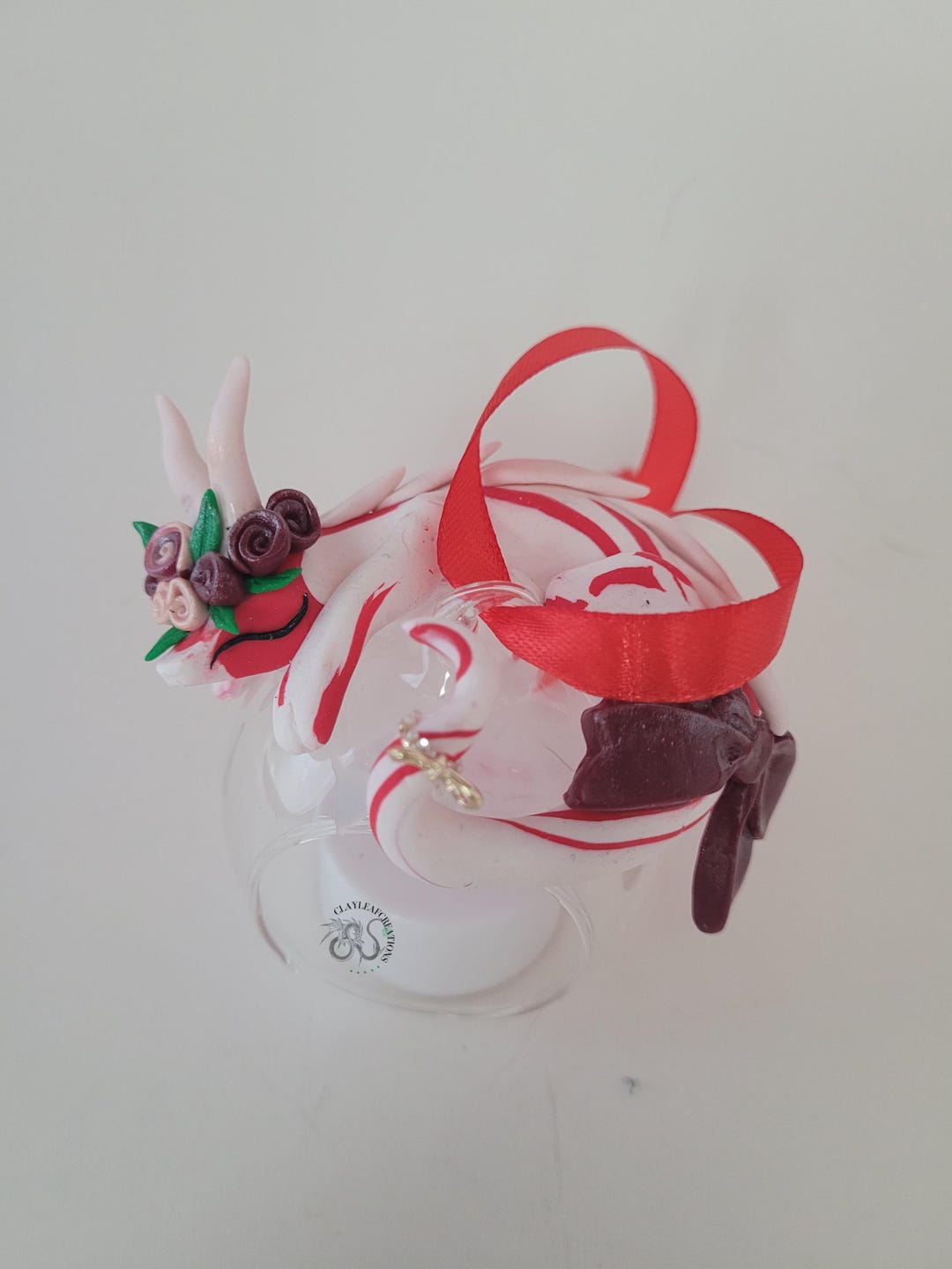 Handmade Peppermint Dragon Tealight Figurine: Clay Sculpture - Etsy