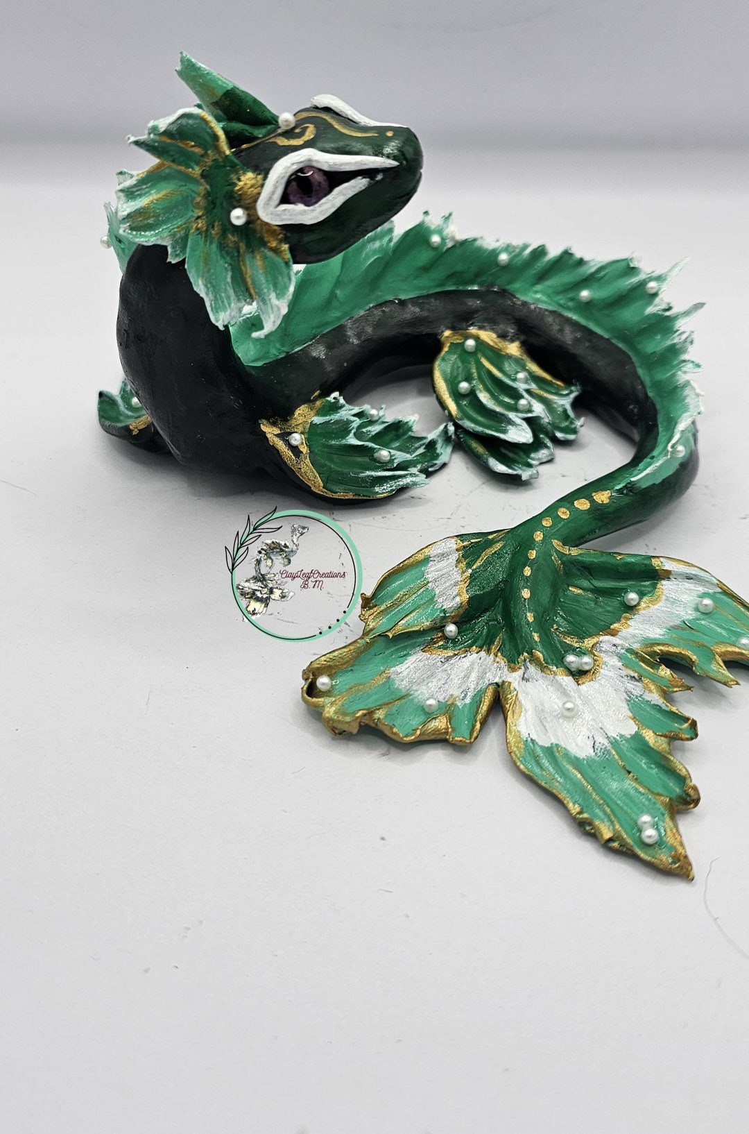 Green Sea Dragon Figurine, Fantasy Sculpture - Etsy