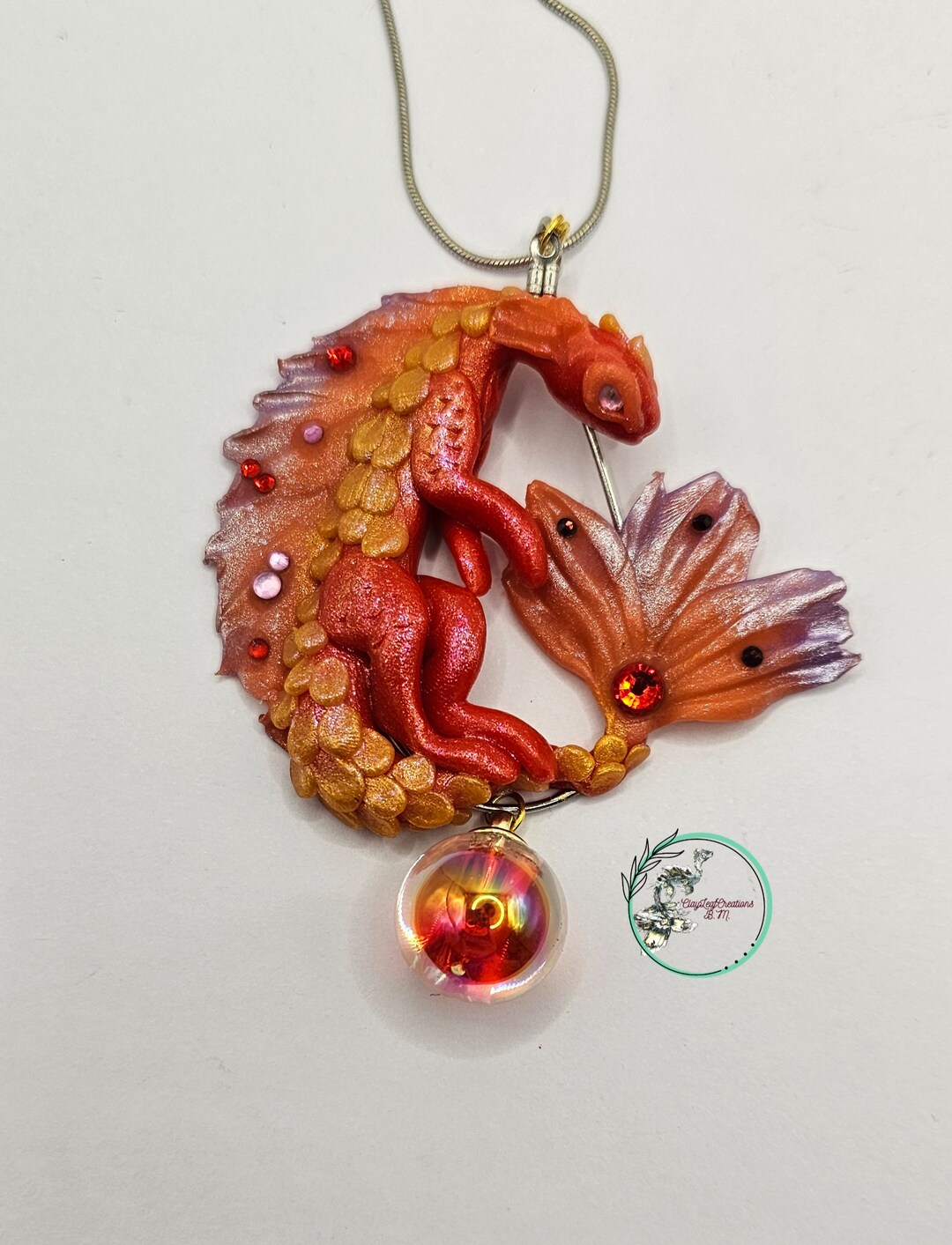 Fire Stone, Dragon Pendant, Clay Figurine - Etsy