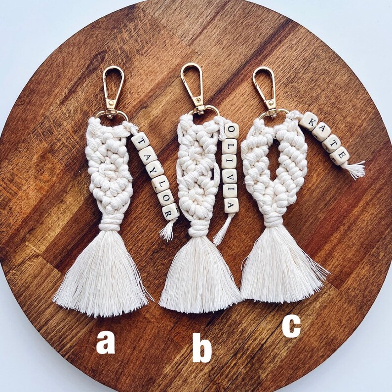 Personalized Bridal Shower Gift Macrame Keychain Bridesmaid - Etsy