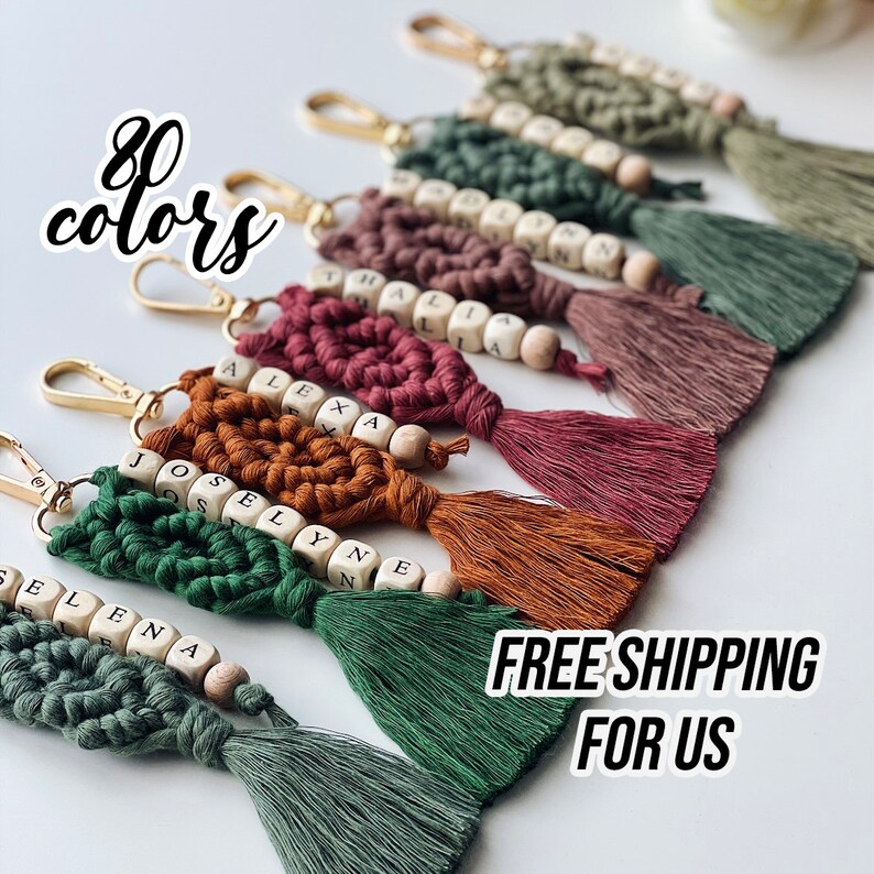 Personalized Bridal Shower Gift Macrame Keychain Bridesmaid - Etsy