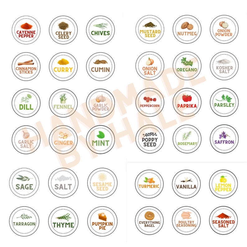 Modern Spice Labels, 55 Common Spices, Print at Home - Etsy
