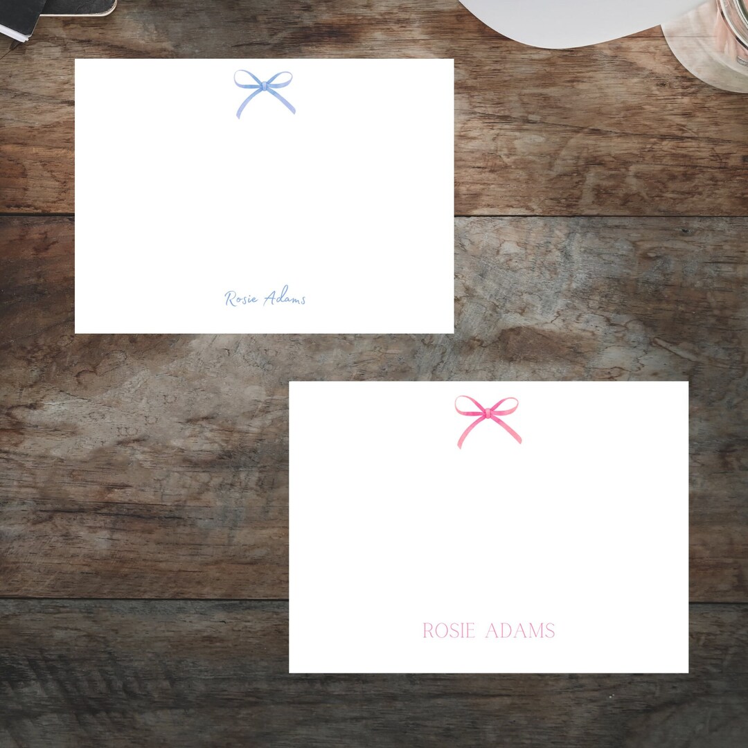 Personalized Bow Notecards - 6 Designs | Stationery | Blank Cards ...