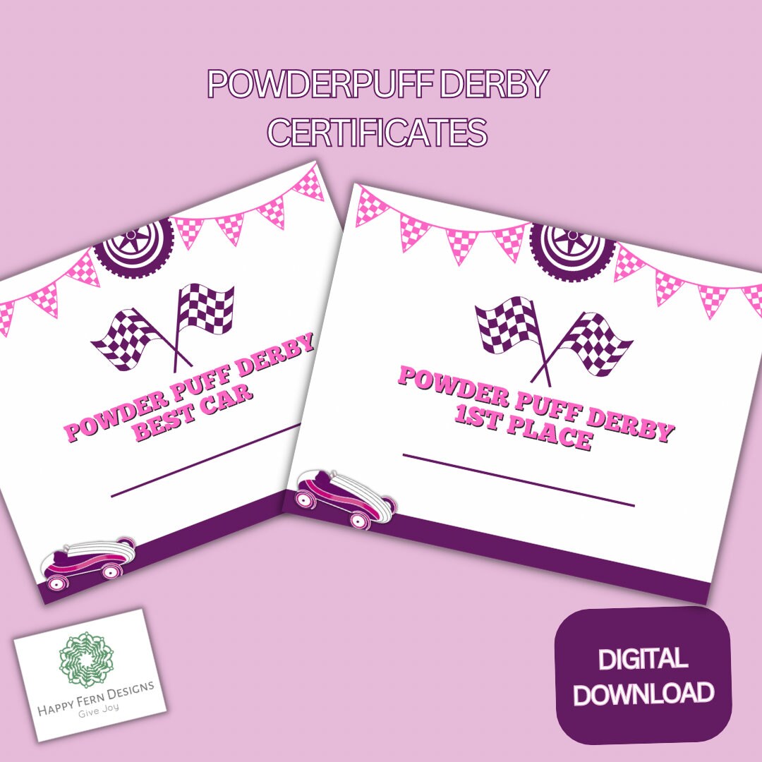 Girl Scout Powder Puff Derby Award Certificates - Etsy