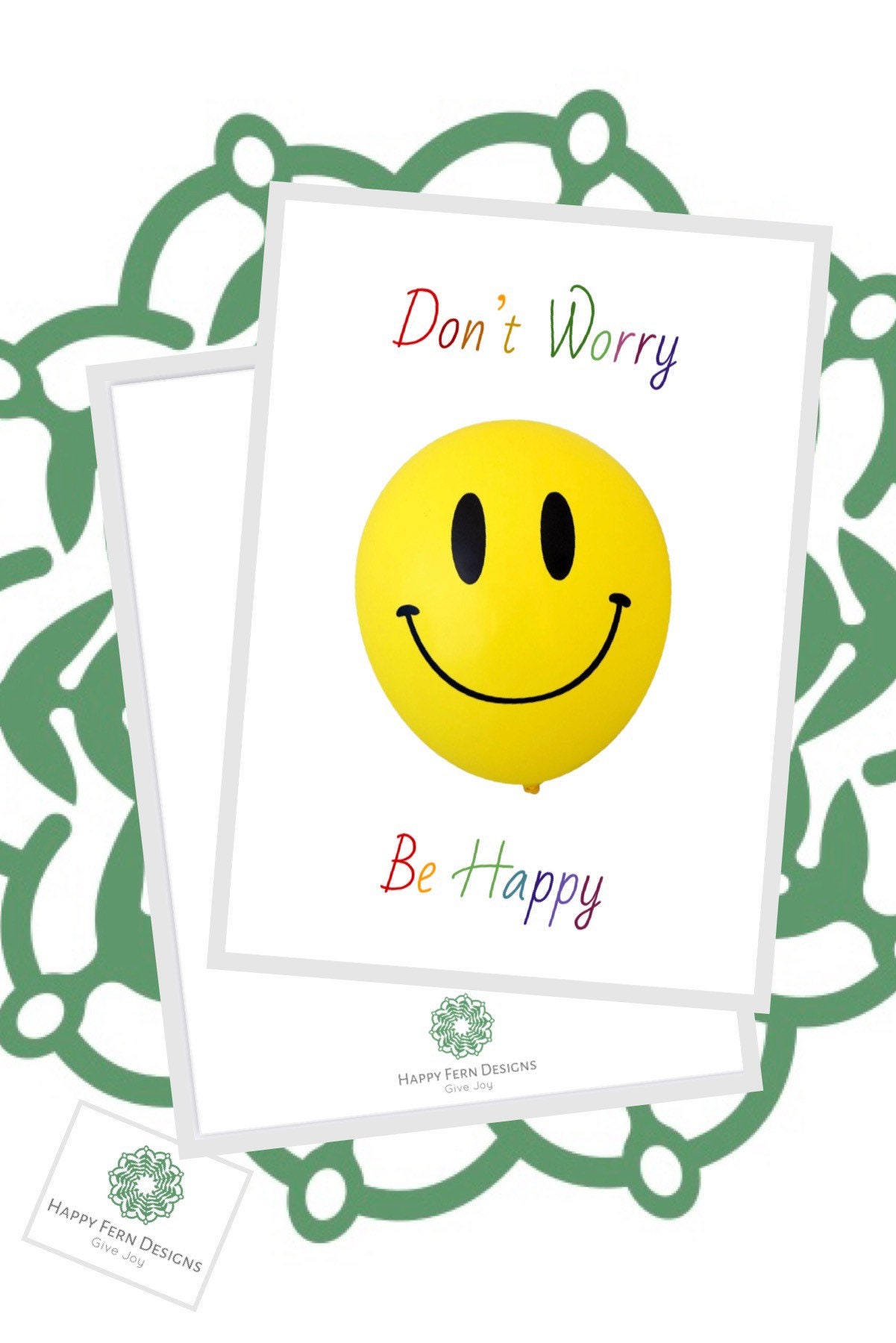 Smiley Face Don't Worry Be Happy Greeting Card | Etsy