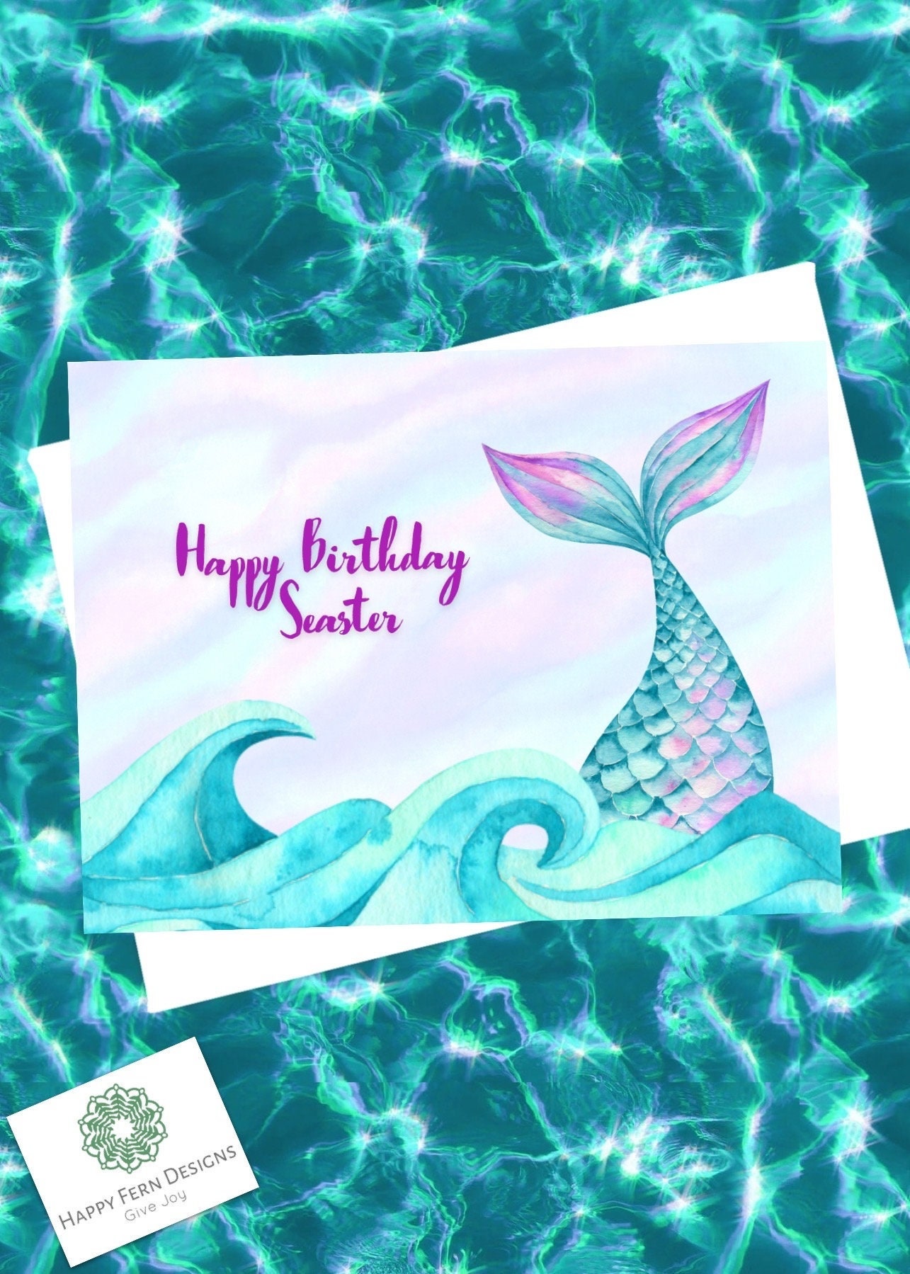 MERMAID Birthday Card Happy Birthday Seaster - Etsy