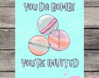 BATH BOMB Birthday Party Invitation - Etsy