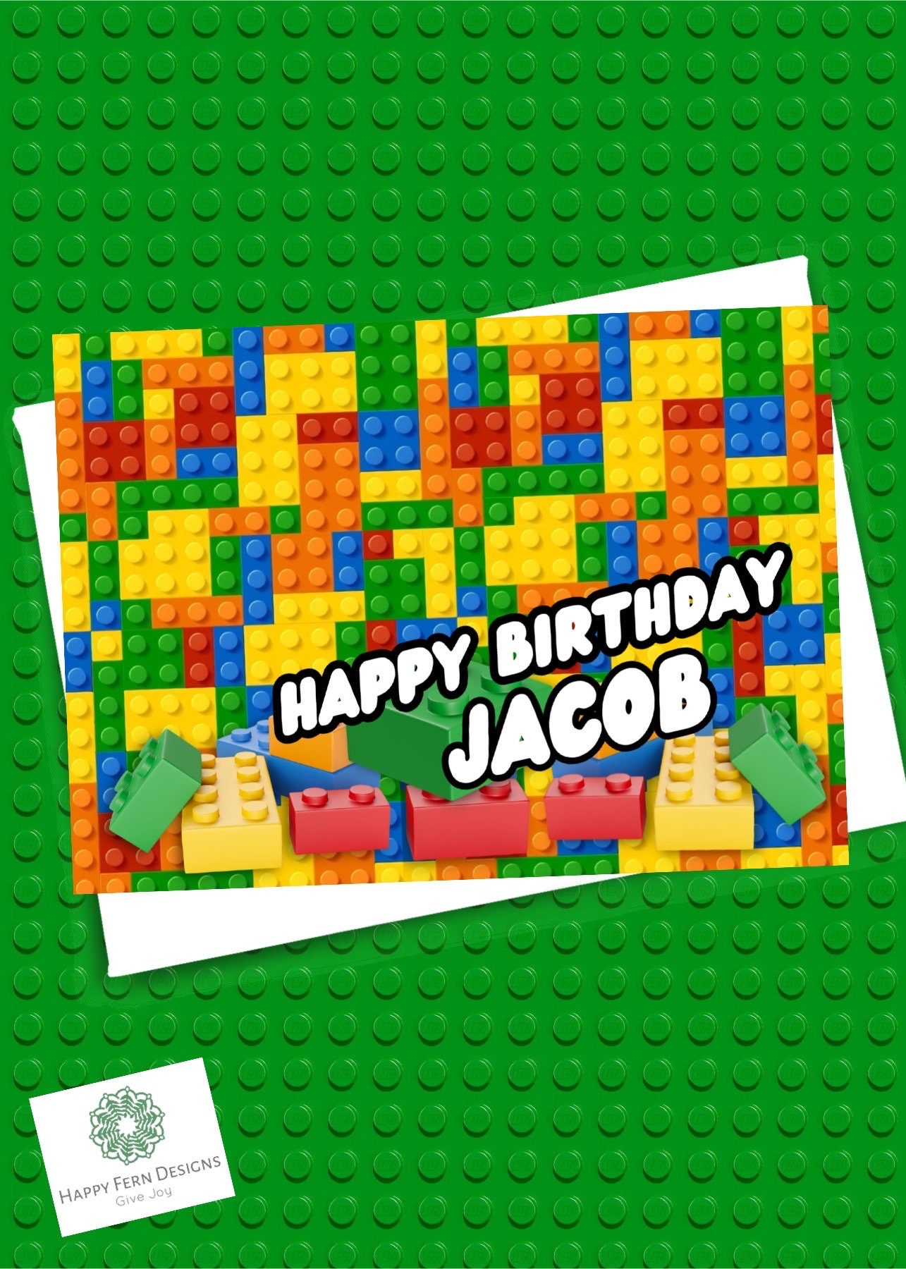 Personalized LEGO Inspired Birthday Card - Etsy