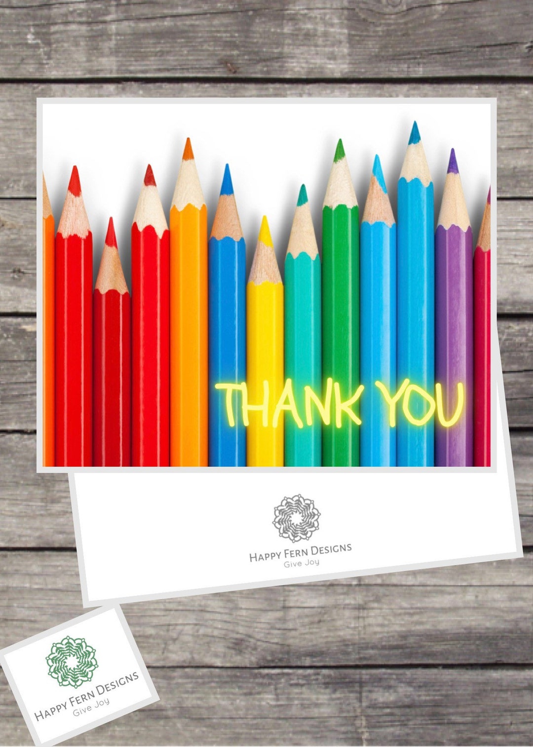 Teacher Thank You Card - Colored Pencils Thank You Card - Etsy