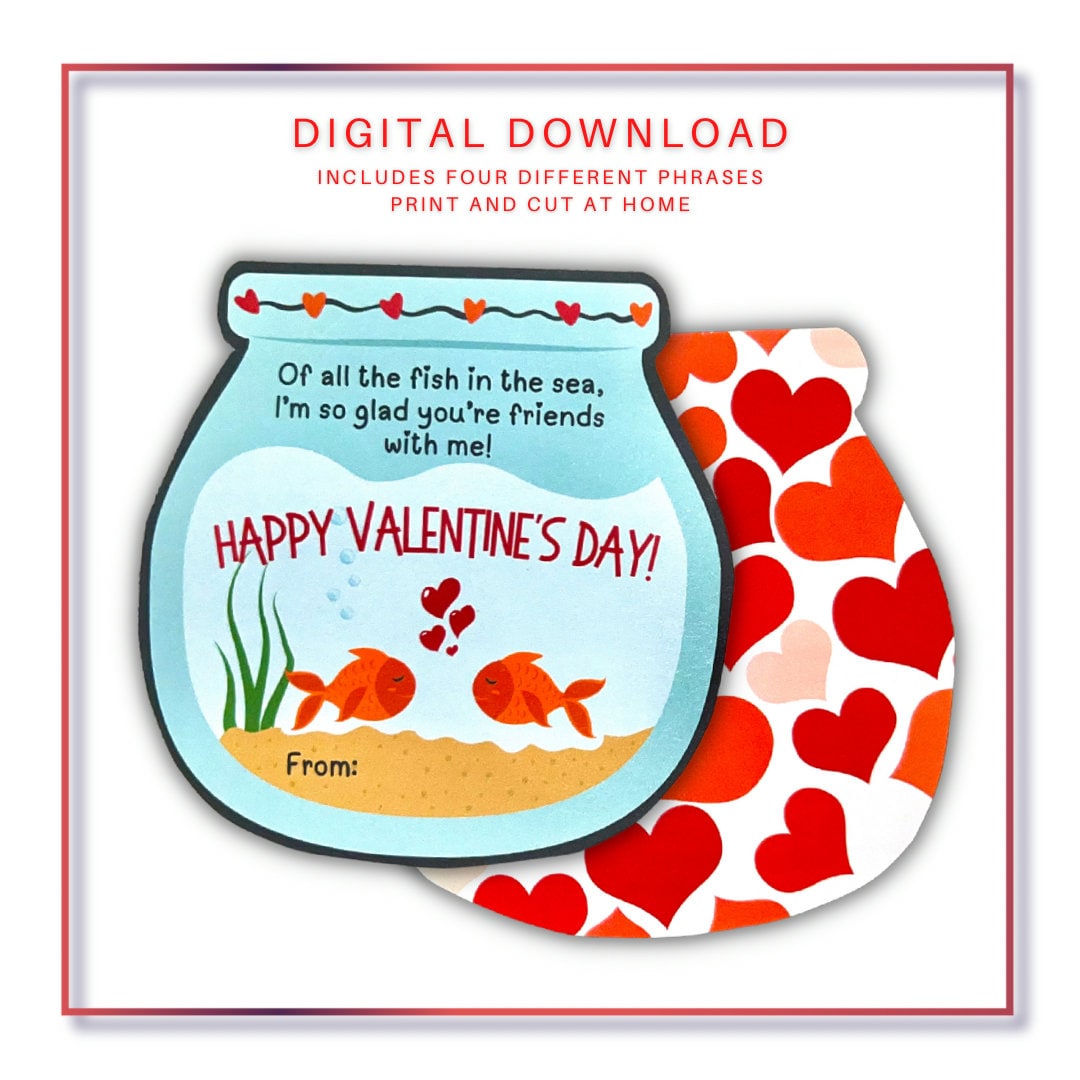 GOLDFISH Valentine Digital Download - Printable Goldfish Valentine - Etsy