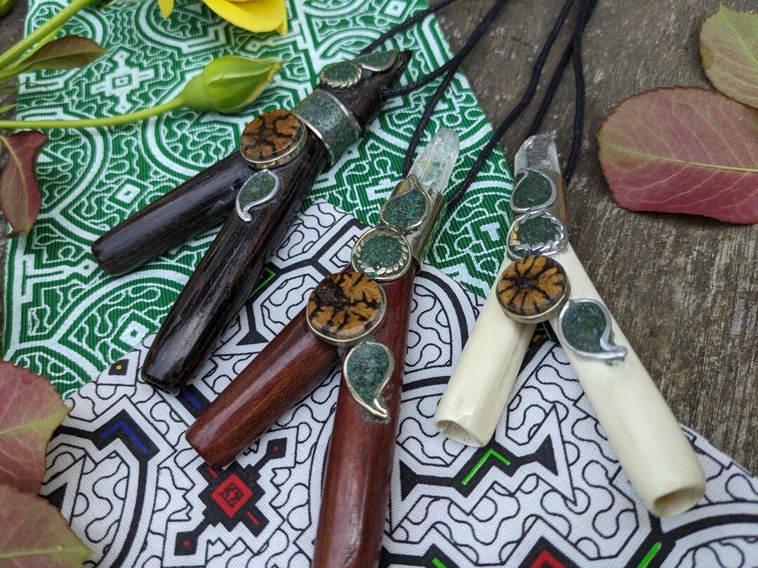 Kuripé Pipe W/ Bag - Palo Santo Fragrant Wood Ayahuasca Crystal ...