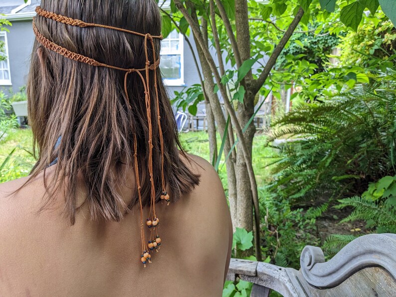 Macrame Headdress With Blue Stone - Tiara Headband - Peru Shipibo ...