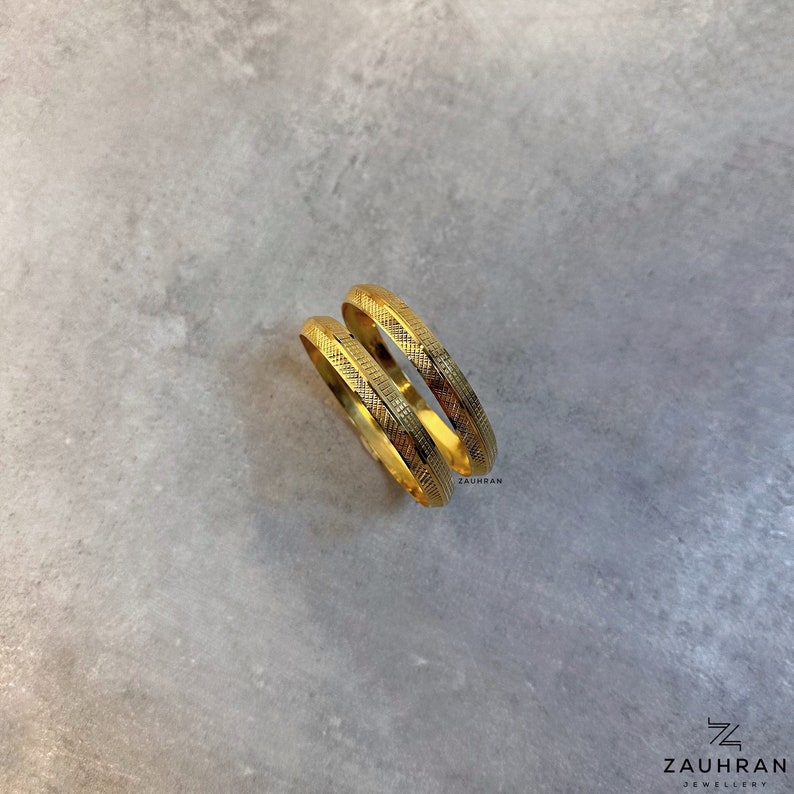 22K Buru Bangle X2 Kara Handmade in Solid Gold - Etsy UK
