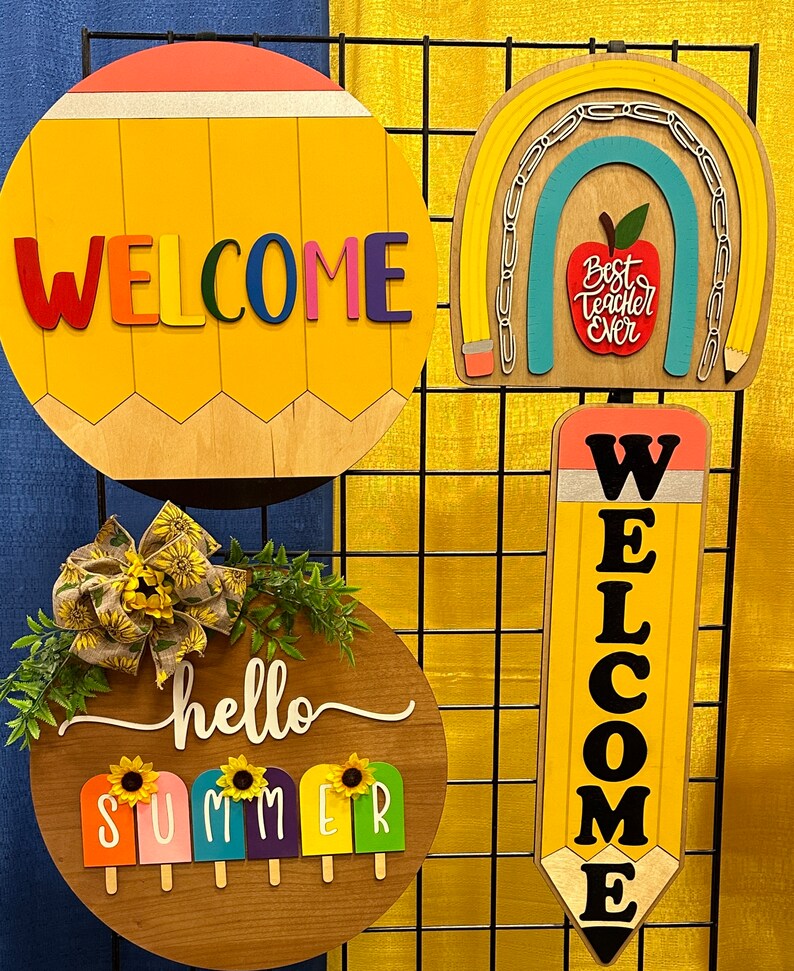 Teacher Pencil Sign, Welcome Door Hanger, Teacher Appreciation Gift ...