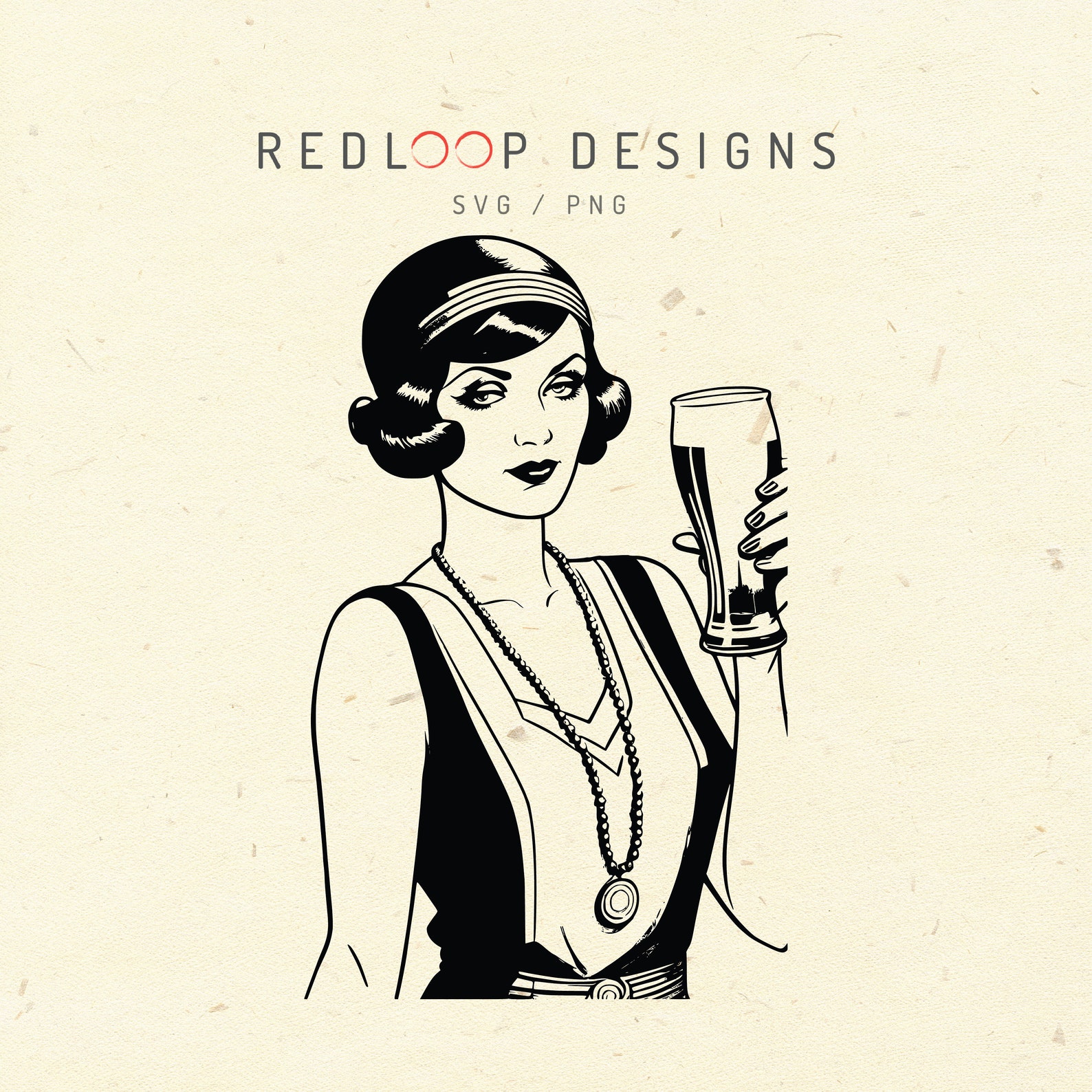 Vintage Flapper Girl With Beer SVG - 1920s Party Clipart, Retro ...