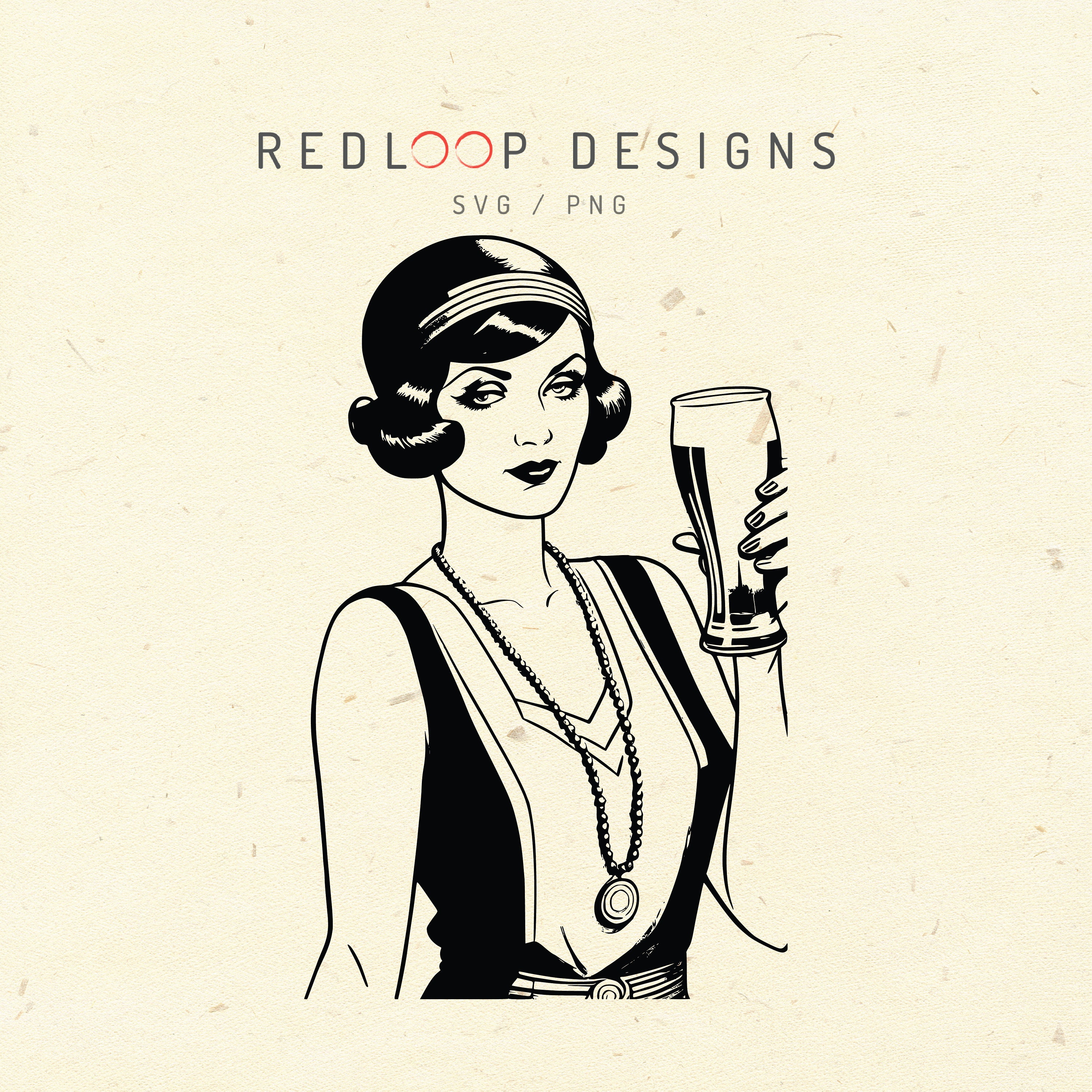 Vintage Flapper Girl With Beer SVG - 1920s Party Clipart, Retro ...