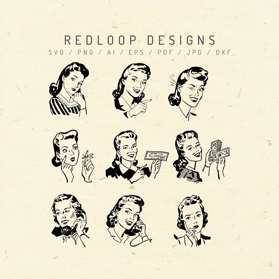 Retro Women SVG Bundle, Retro Housewife SVG PNG, 60s 50s, Retro Png ...