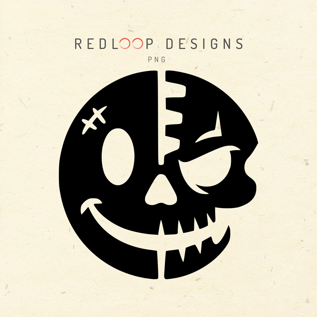 Bold Skull and Smiley Split Face PNG, Dark Aesthetic Symbol Design for ...