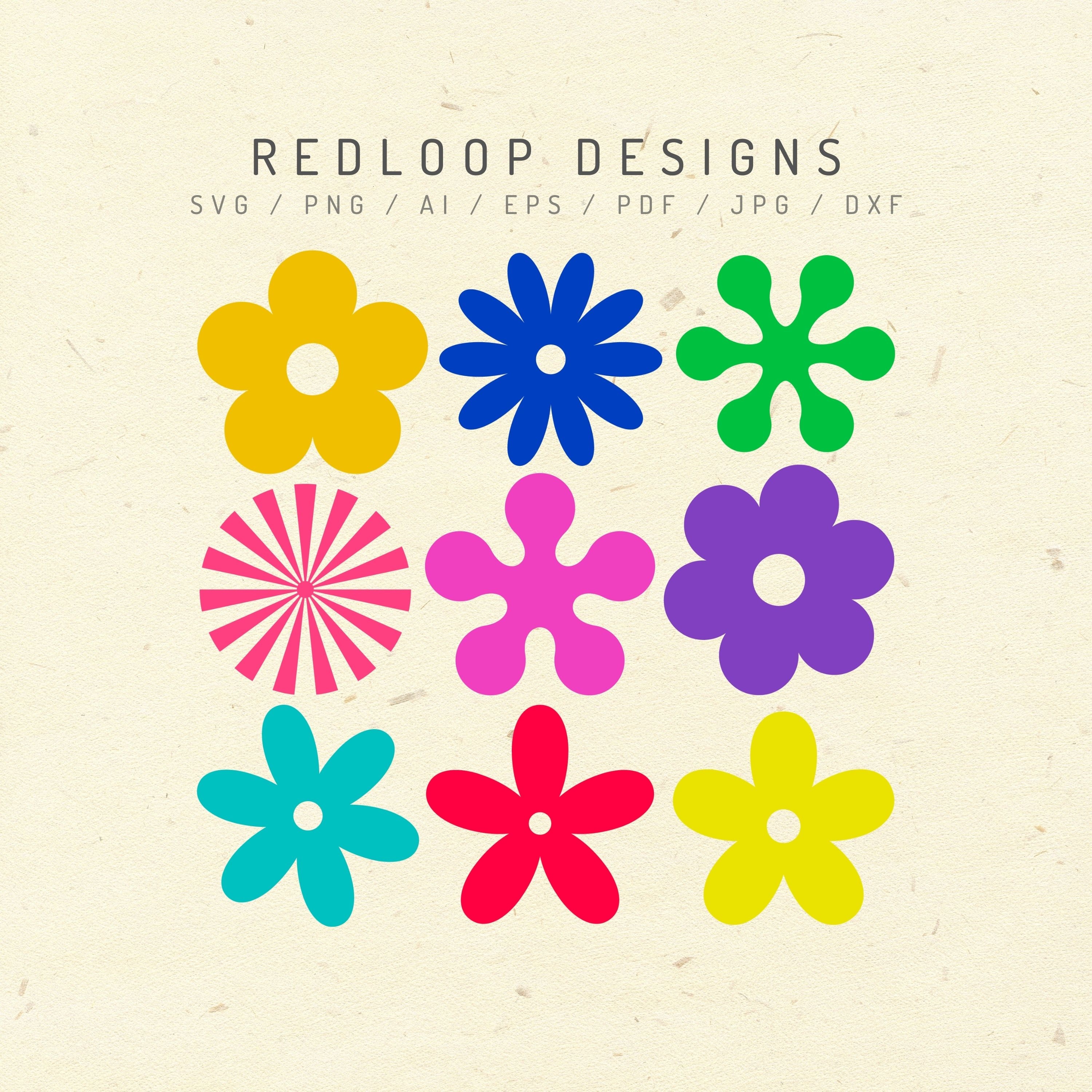 Retro Flower Svg Daisy Svg Hippie Flower Svg Groovy Flower Etsy