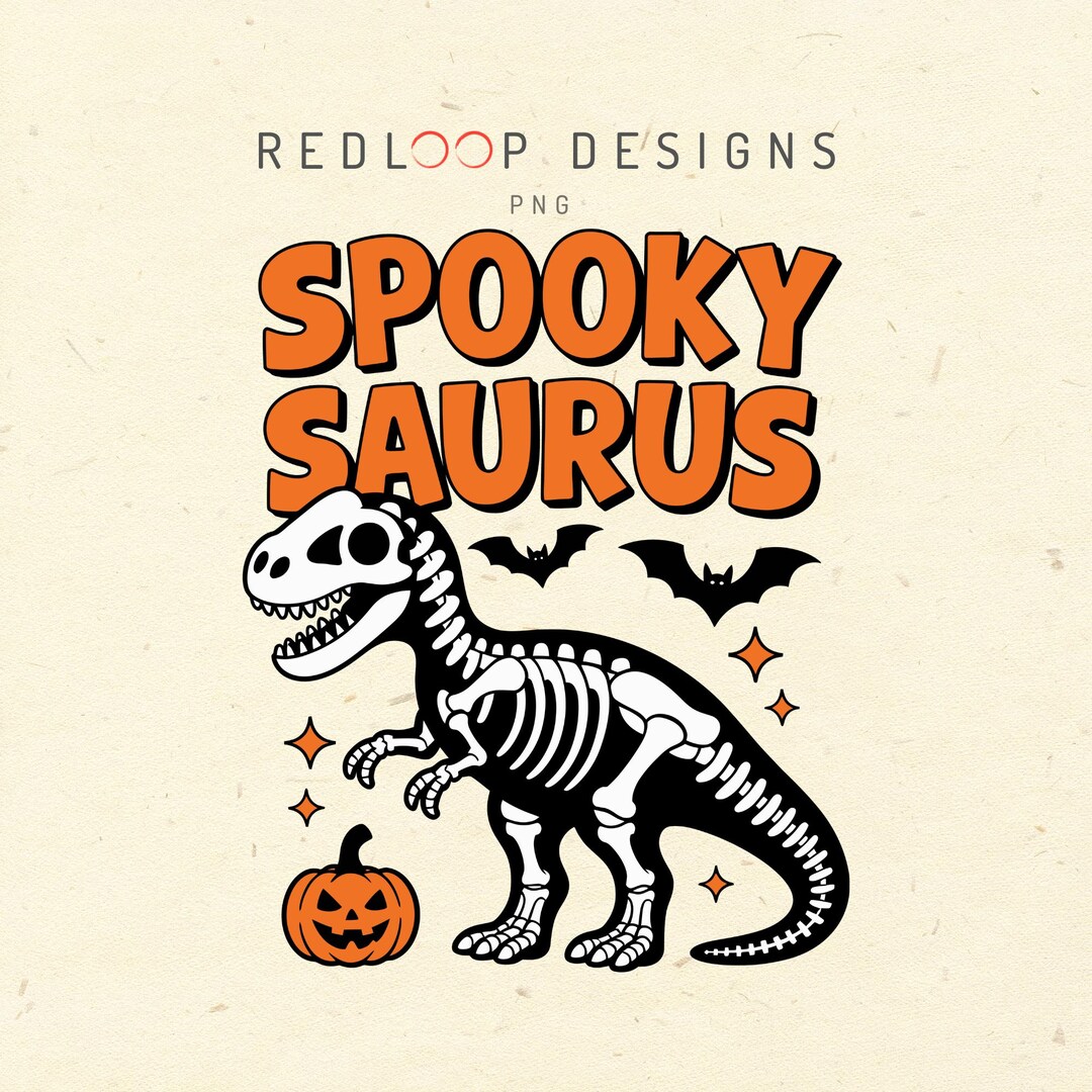 Spooky Saurus Halloween PNG | Cute Cartoon Dinosaur Skeleton | Fun ...