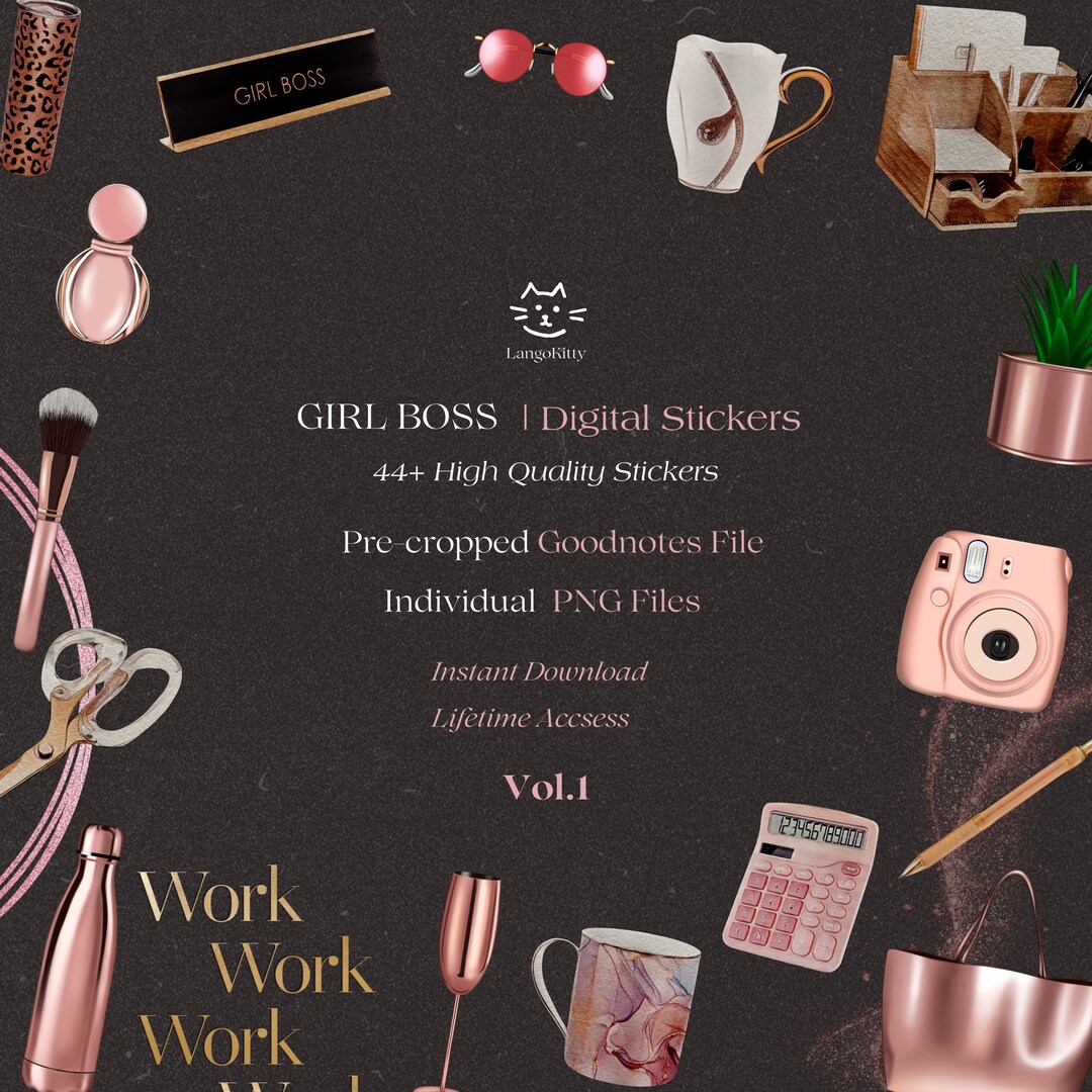 Girl Boss Digital Stickers, Goodnotes Stickers, Motivational Stickers ...