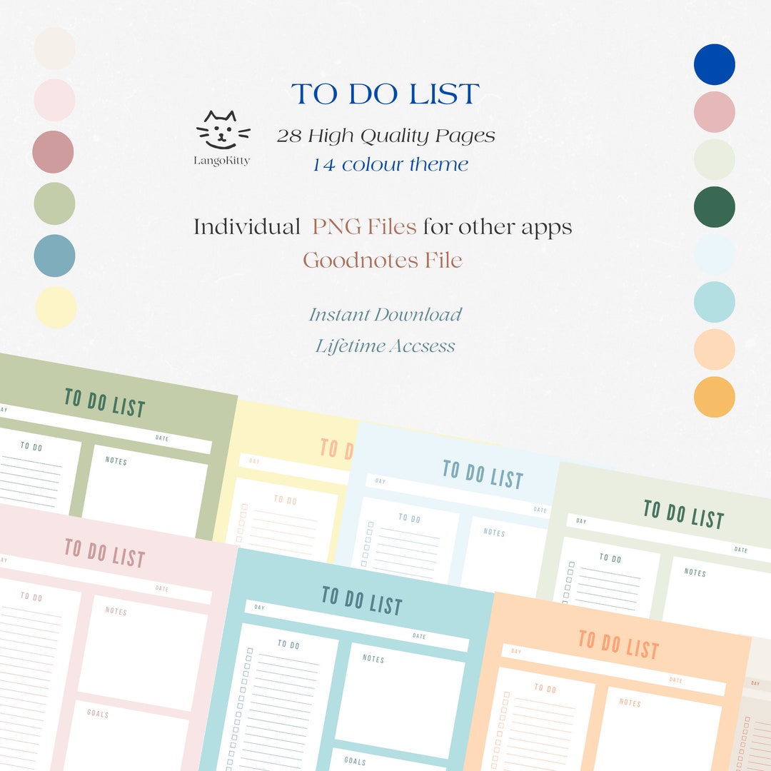 Pastel to Do List Page, Daily Undated Task List, Digital Planner ...