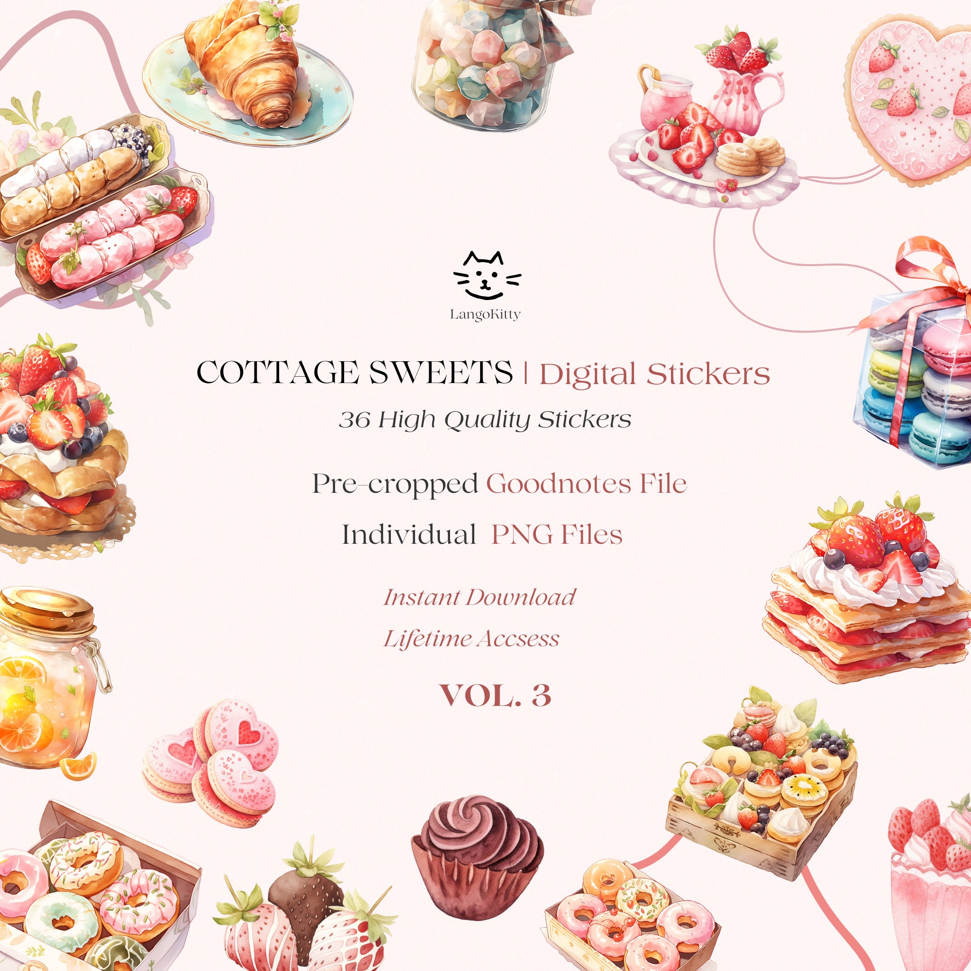 Cottage Sweets Digital Stickers Sweets Aesthetic Digital Sticker ...