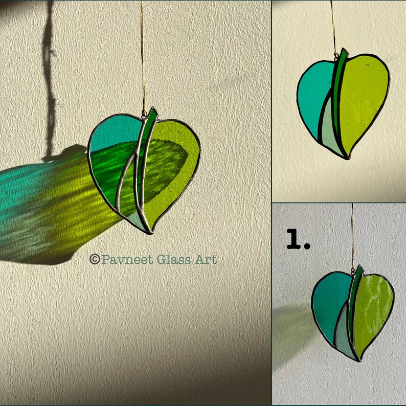 Stained Glass Suncatcher Heart // Pothos Plant Leaf Decor// - Etsy